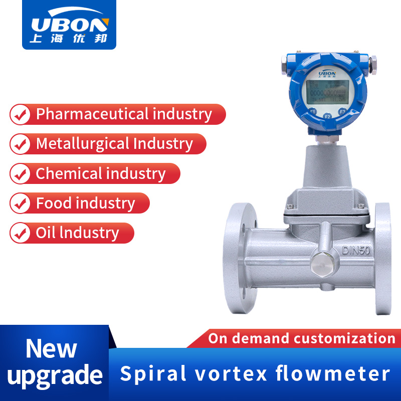 Spiral vortex flowmeter
