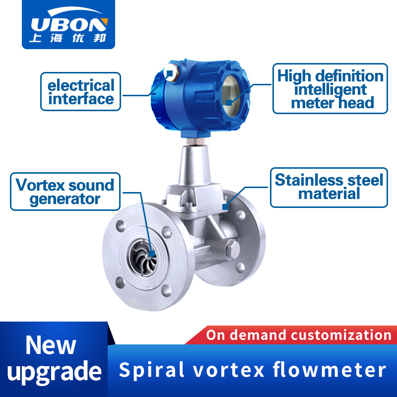 Spiral vortex flowmeter