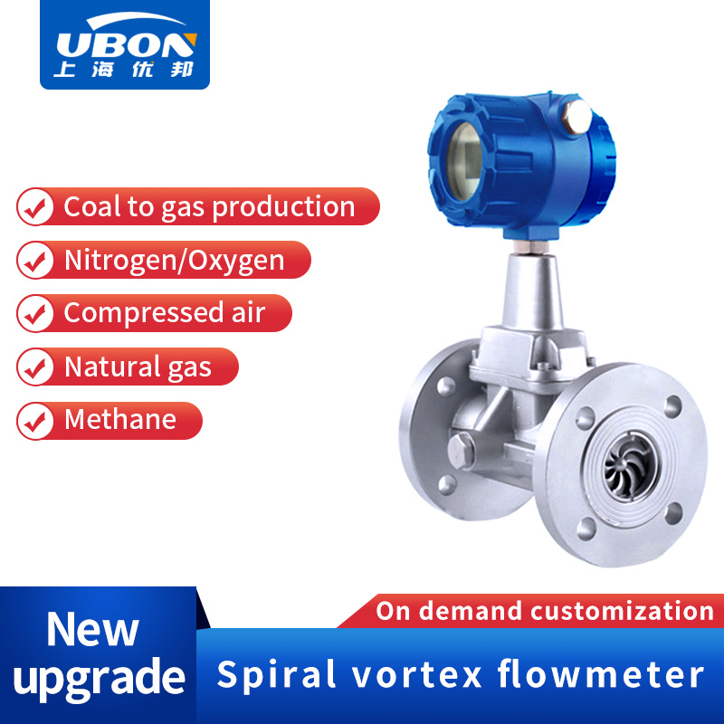 Spiral vortex flowmeter