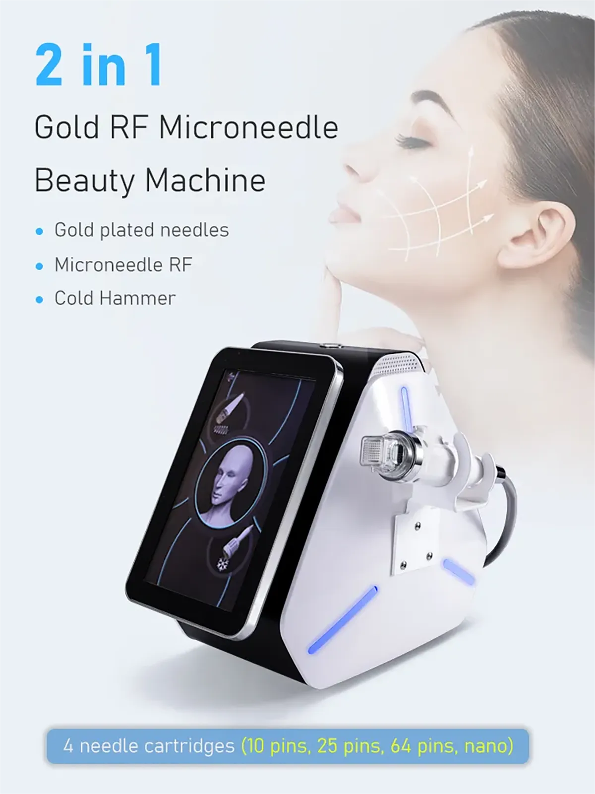 2 in 1 Gold RF Skin Rejuvenation fractional microneedling machine