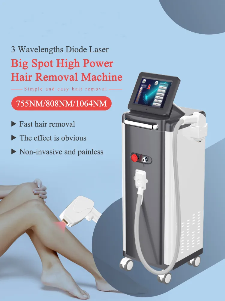 3 wavelength 755 808 1064nm hair removal diode laser machine