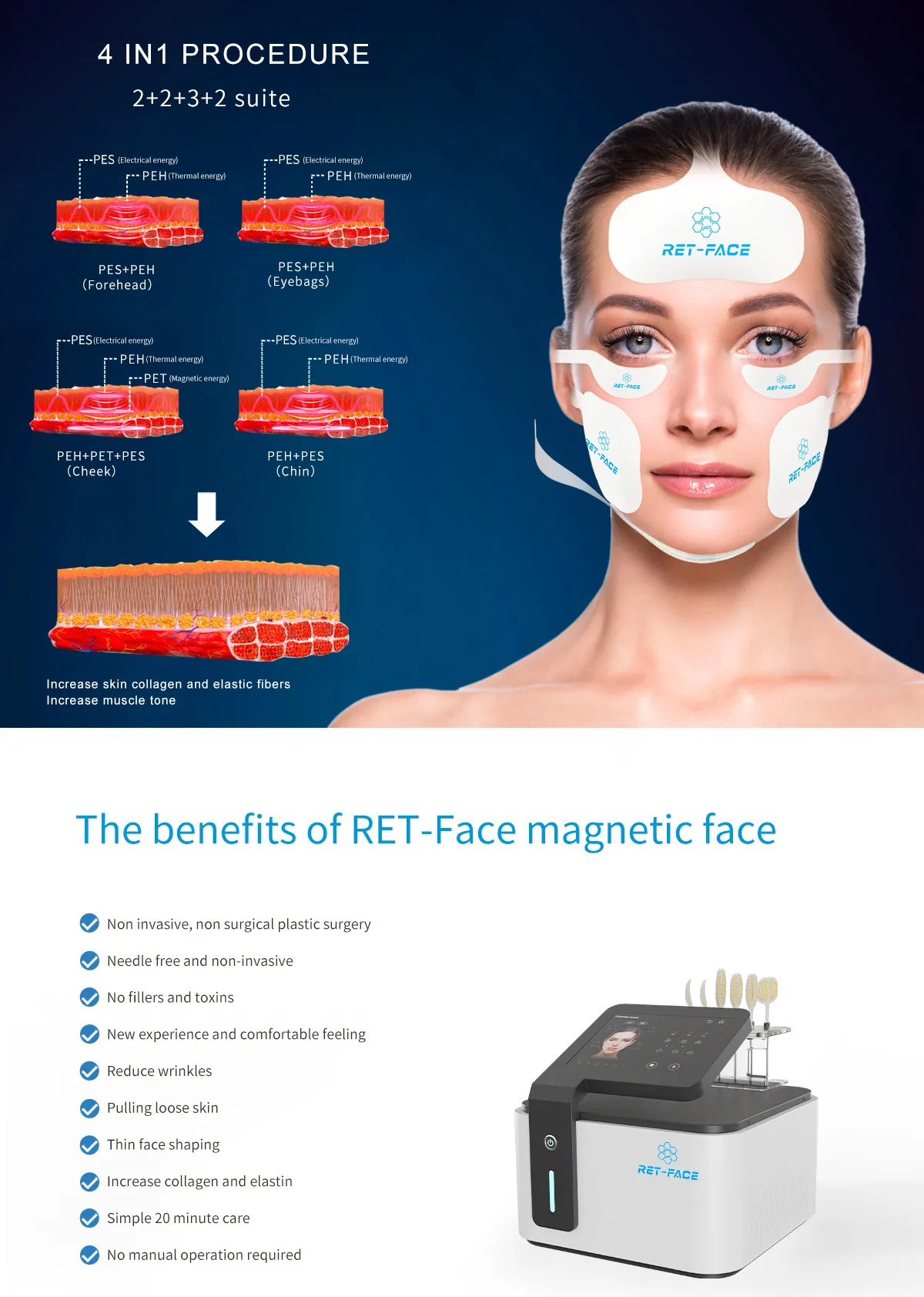 RET-Face RF Face Lifting Anti-aging Machine Ems Face Device