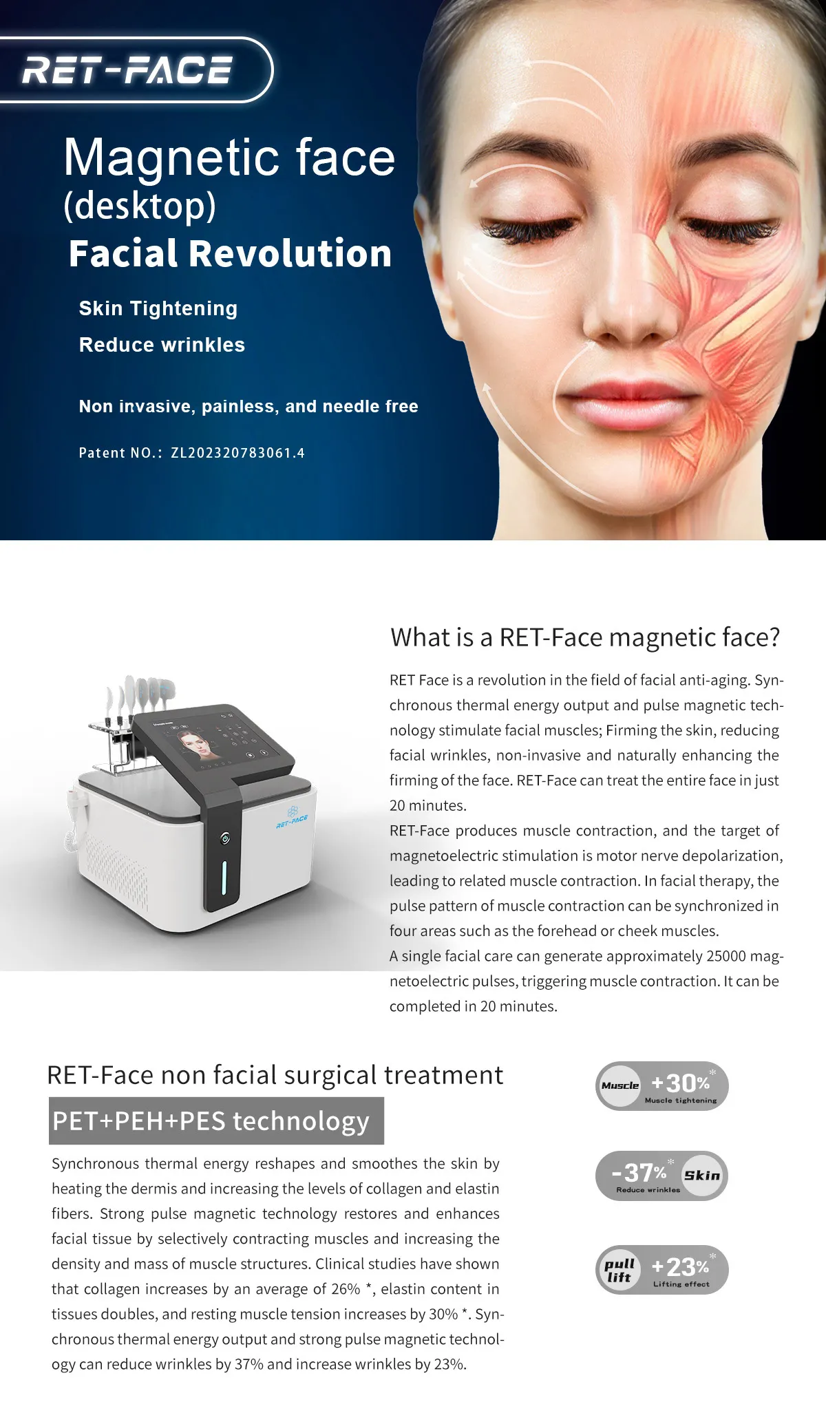 RET-Face RF Face Lifting Anti-aging Machine Ems Face Device