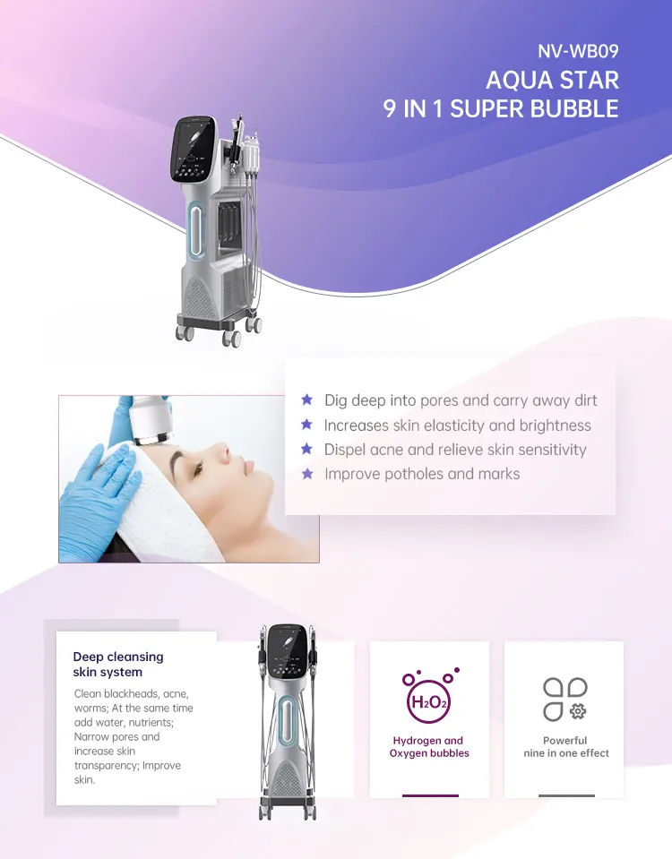 9 In 1 H2O2 Oxygen Skin Clean Bubble Facial Hydro Machine