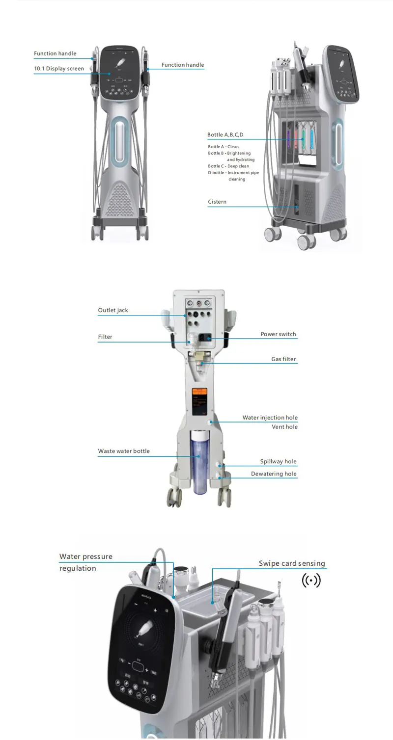 9 In 1 H2O2 Oxygen Skin Clean Bubble Facial Hydro Machine