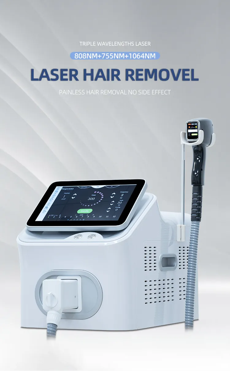 808nm portable triple wave diode laser hair removal machine