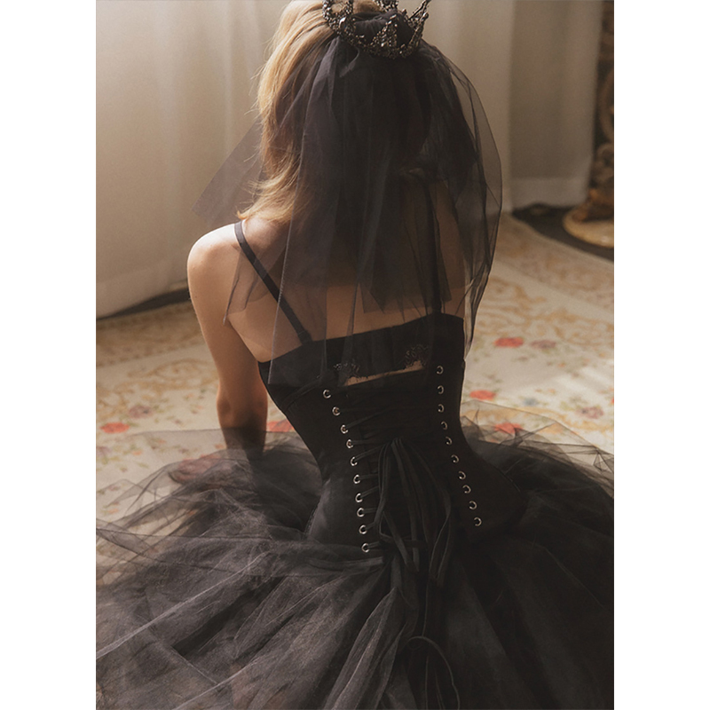 Black Satin Underbust Corset With Brocade Hip Panel
