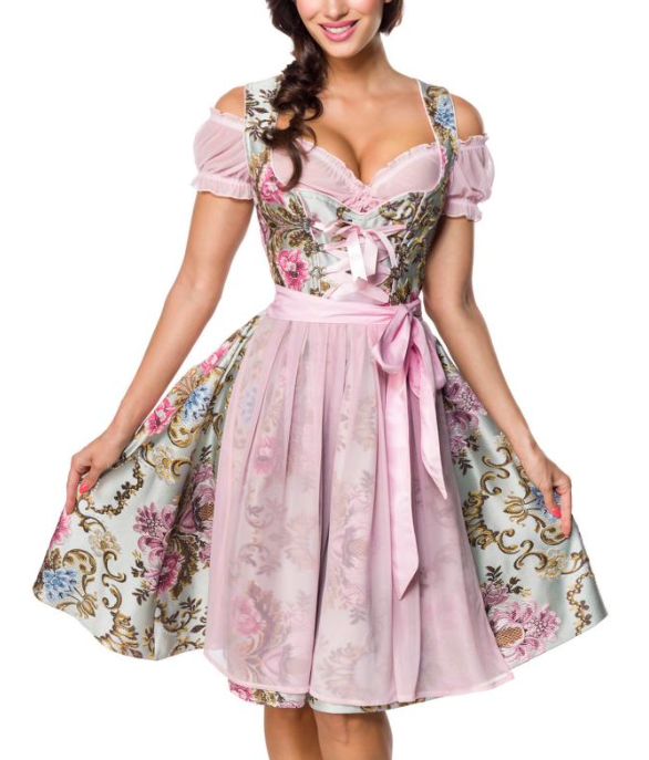 Premium Brocade Dirndl with Blouse and Apron