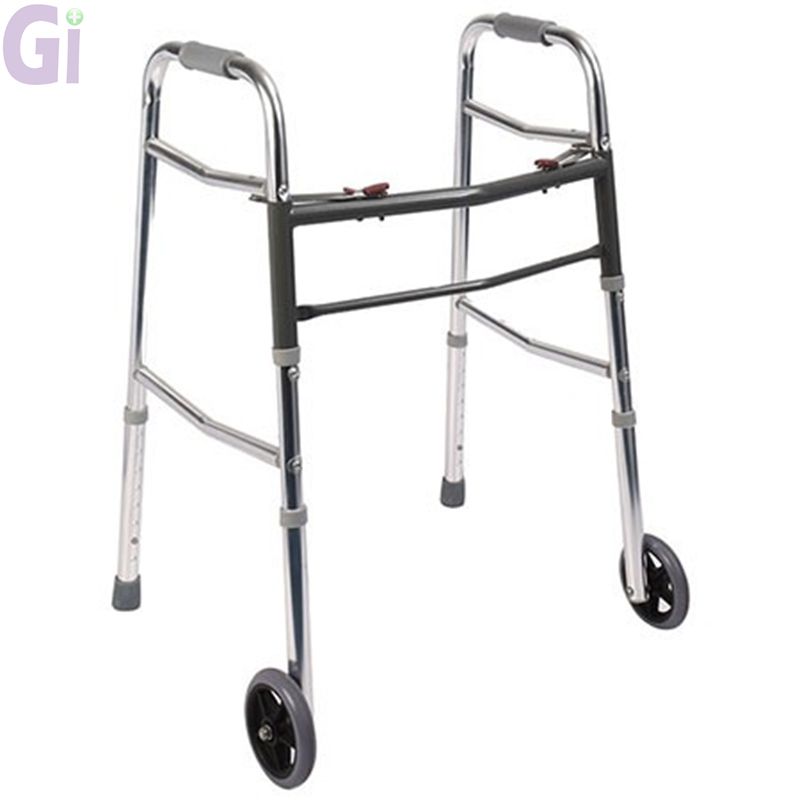 2 button walker with wheels, walking aid, walkers