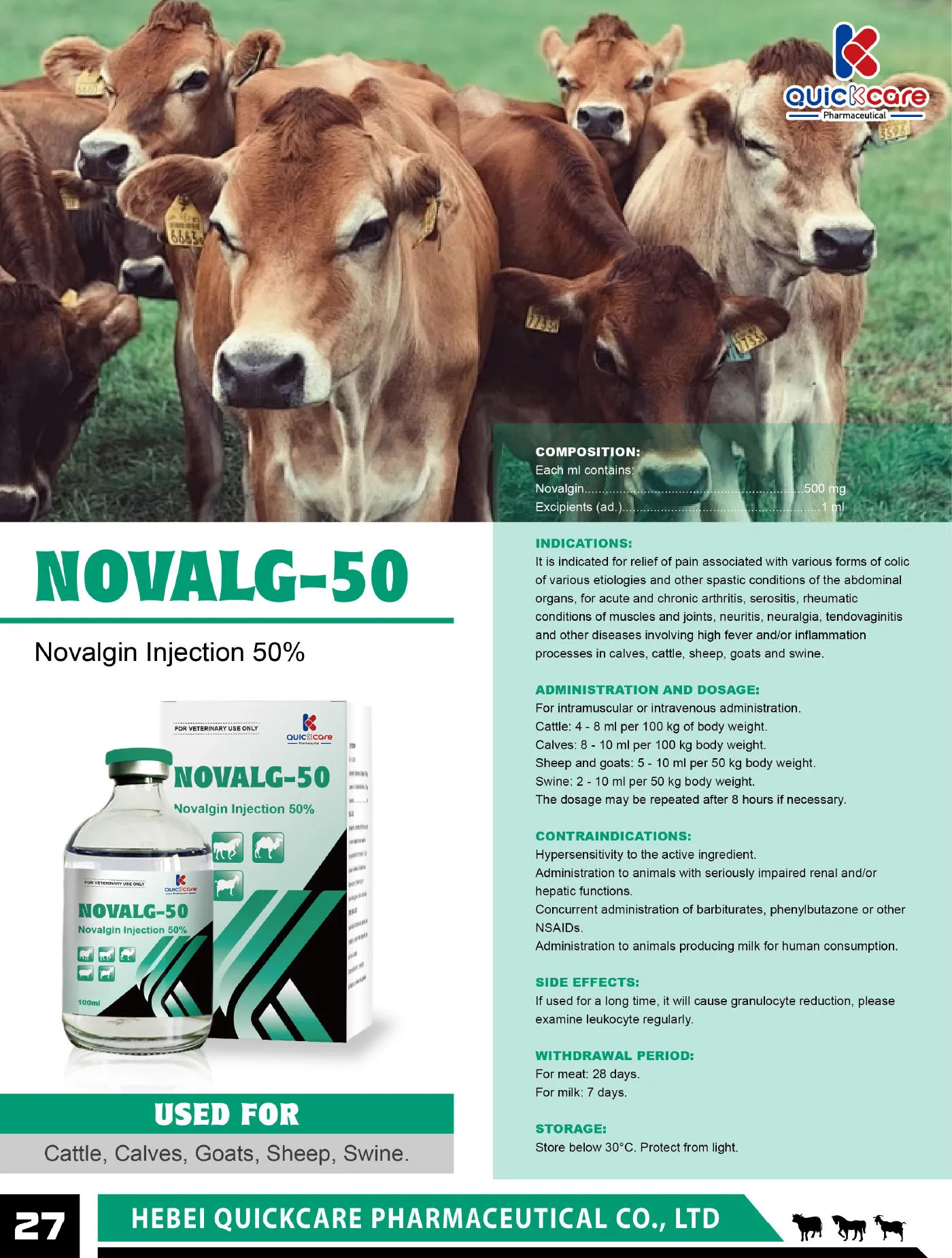 NOVALGIN INJECTION 50% By QUICKCARE PHARMACEUTICAL