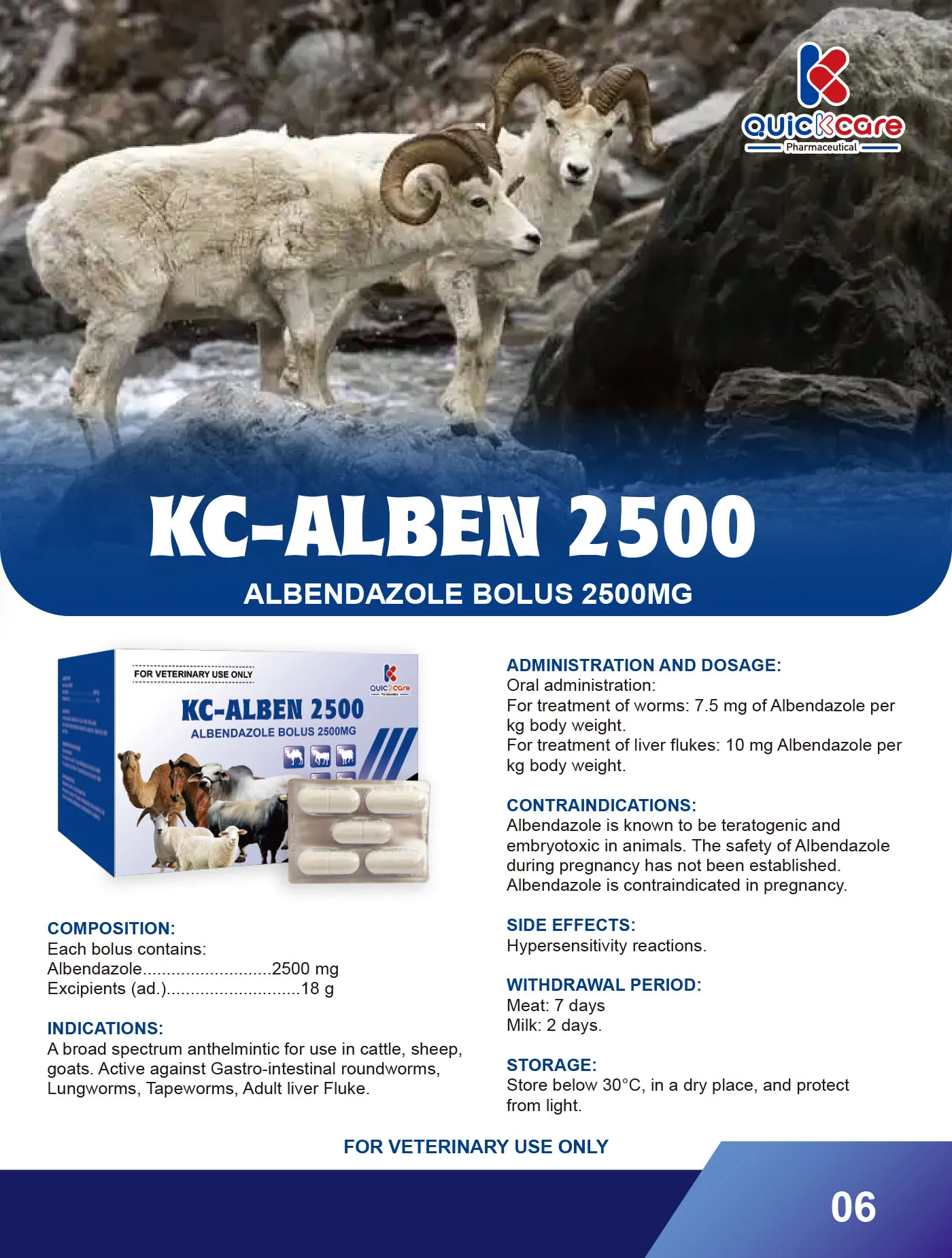 ALBENDAZOLE 2500MG BOLUS BY QUICKCARE PHARMA