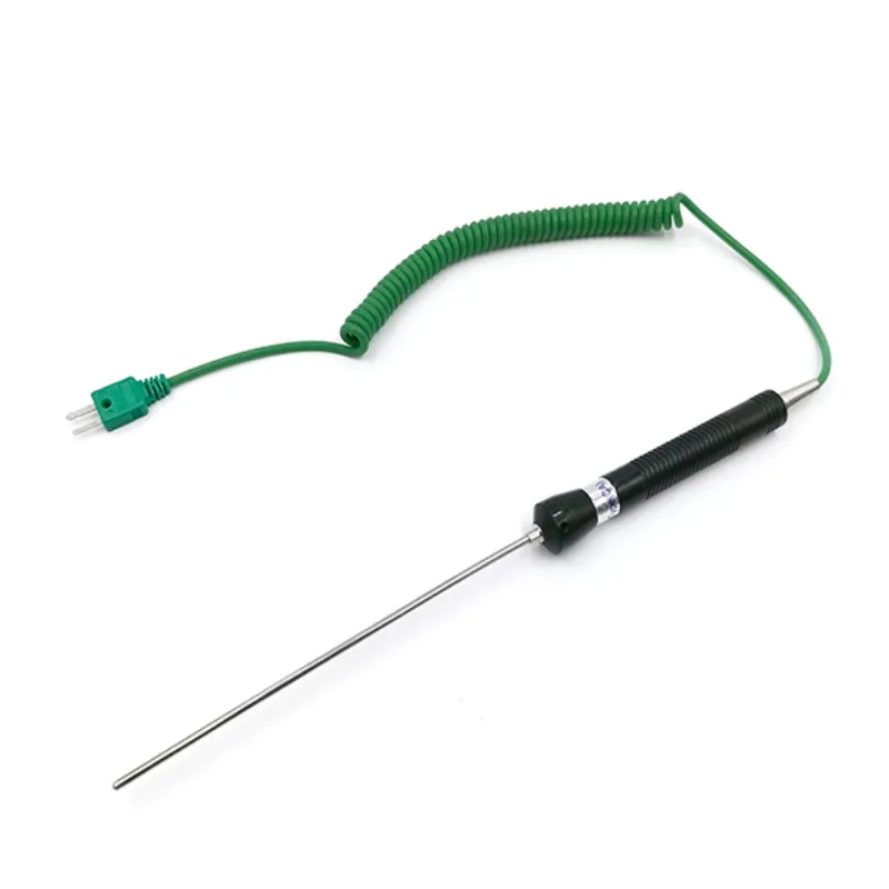 K Type Thermocouple Temperature Probe with Spring Cable