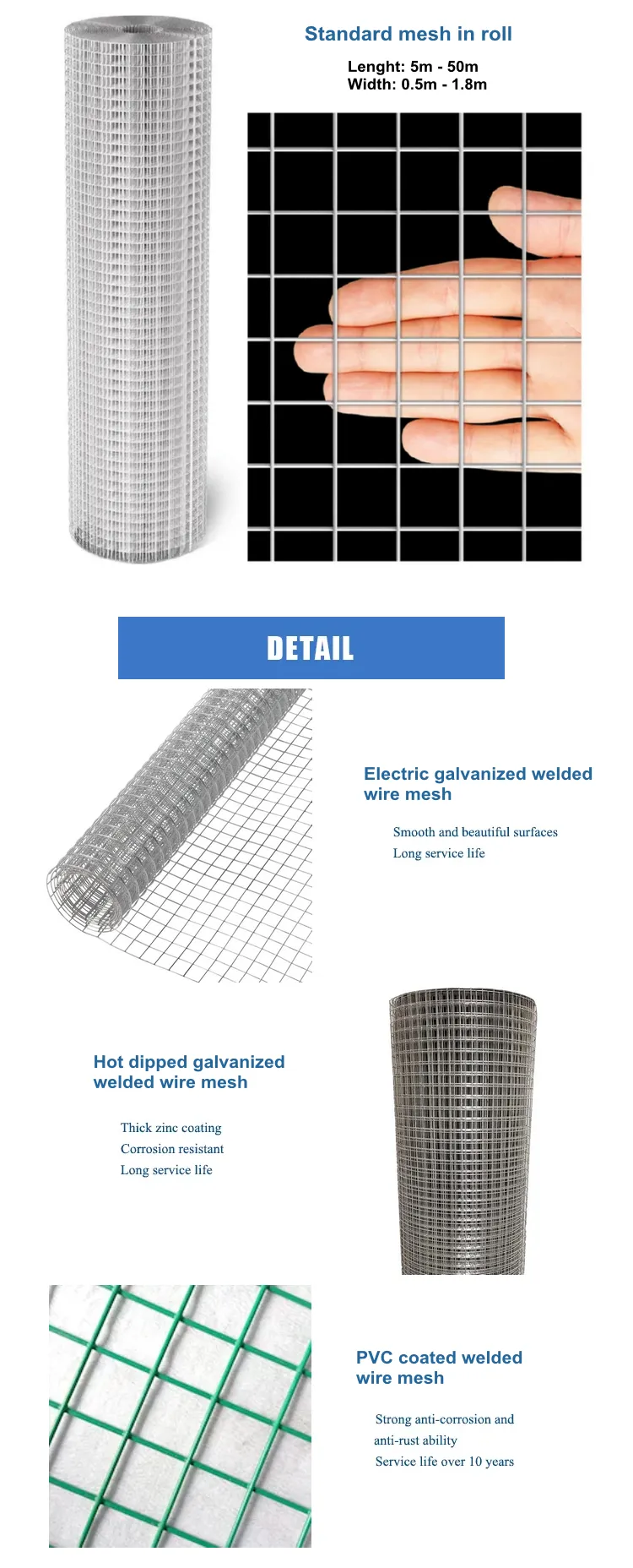 GI Welded Wire Mesh, PVC Welded Wire Mesh, Galvanized Welded Wire Mesh