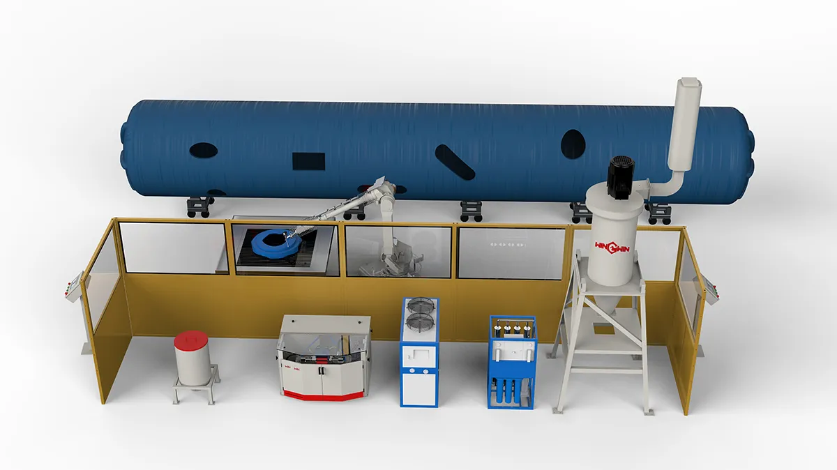 Use robot water cutting to cut FRP tanks with high precision, smooth ...