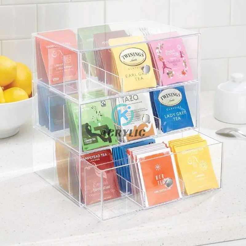 Acrylic Tea Bag Box Storage Sbox