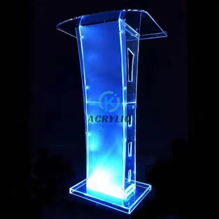 Transparent Led Lighting Acrylic Lectern Acrylic Platform Podium Pulpit