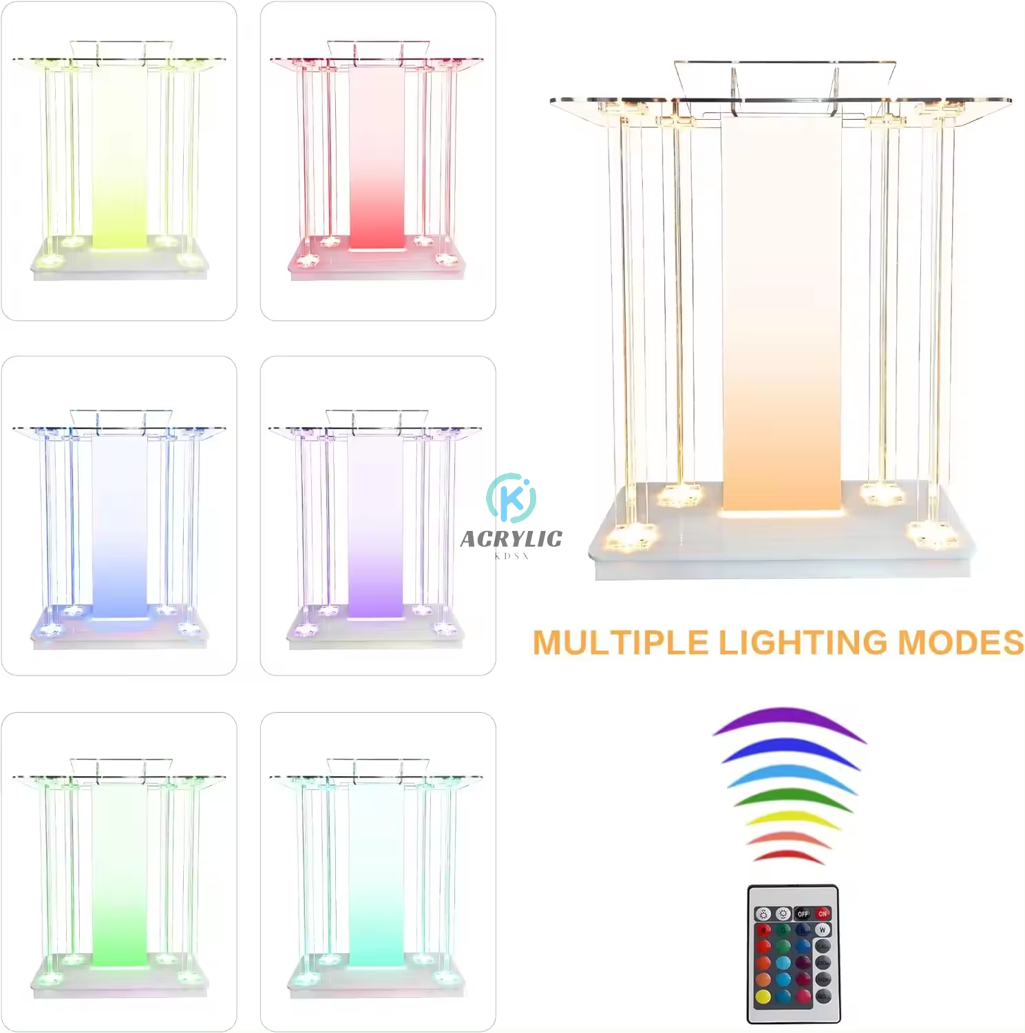 Lighted Led Podium Acrylic Pulpit Wood Deluxe Churches Synagogue Temple ...