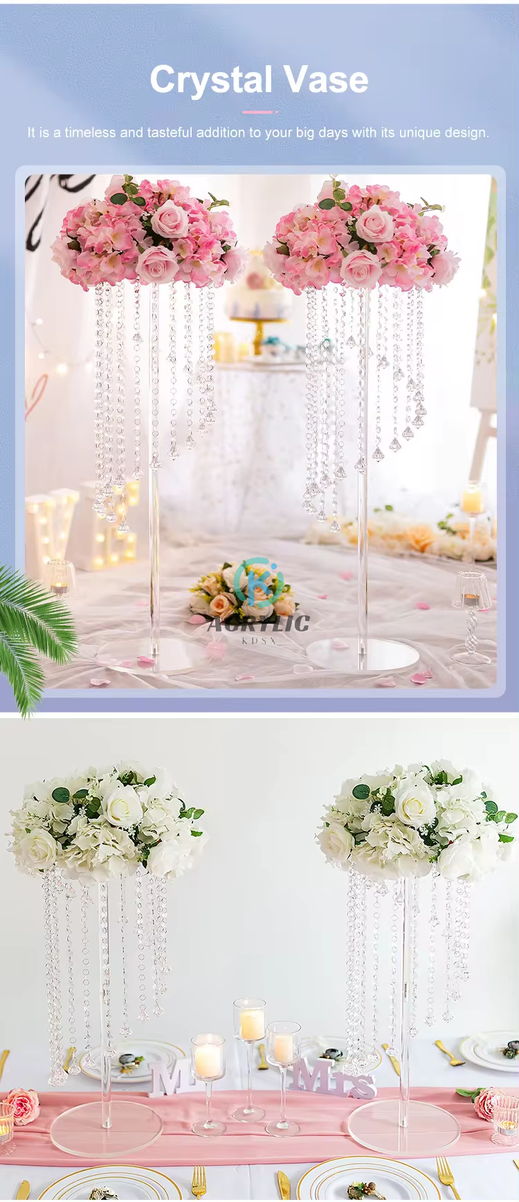 Stylish Acrylic Display Stand For Flower Wedding Stand Centerpiece