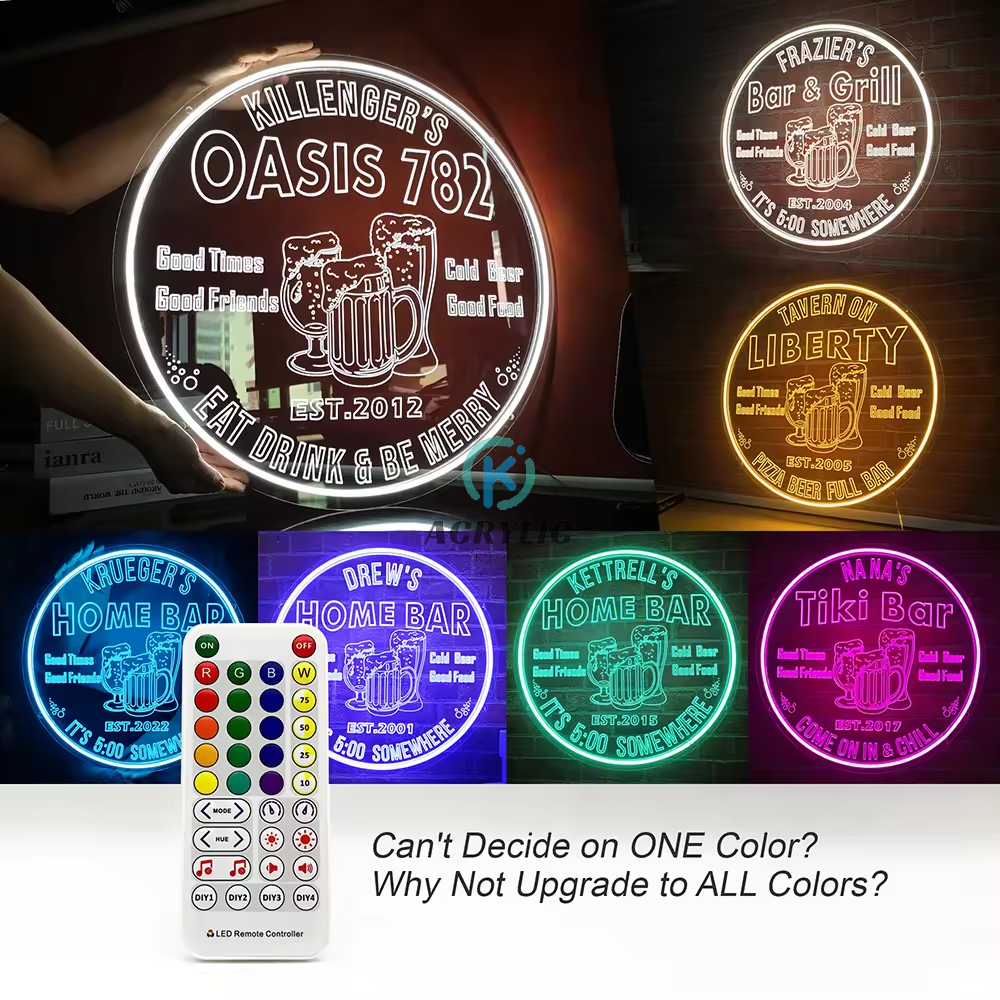 Premium Acrylic LED Neon Light Hang with 12VDC Powered Bar Sign for ...