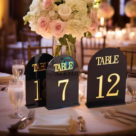 Luxury Reflection-enhancing Gold black wedding acrylic table number ...
