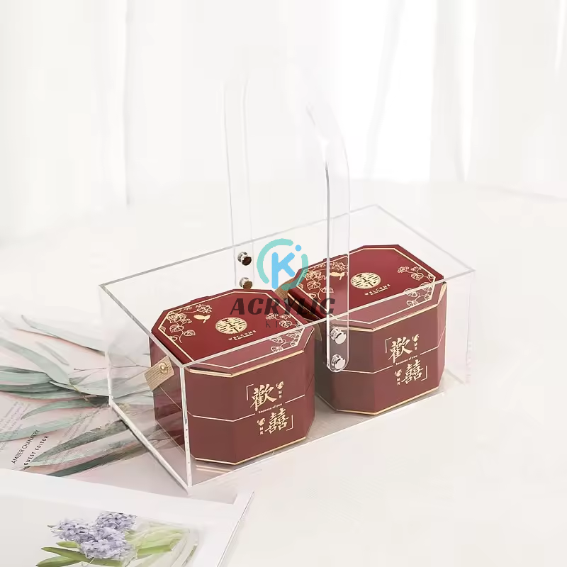 Acrylic Flower Box With Handle Square Flower Box