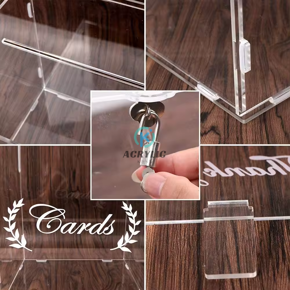 Transparent acrylic wedding card box clear card box with lock and card ...