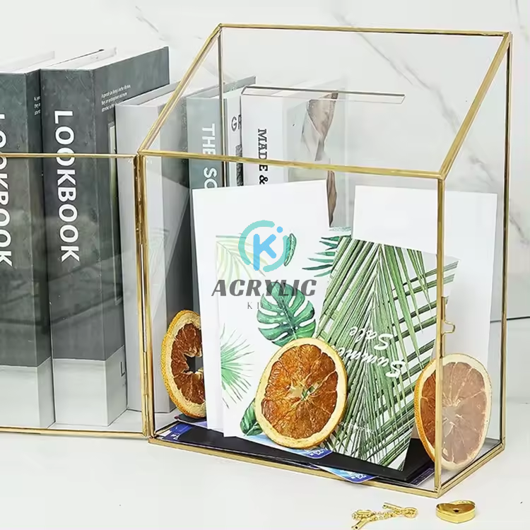 Beautiful Clear and Gold Acrylic Wedding Card Box Decorative Large Card ...