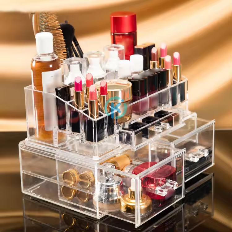 Clear Acrylic Stackable Storage Bins for Cosmetic Display Cases