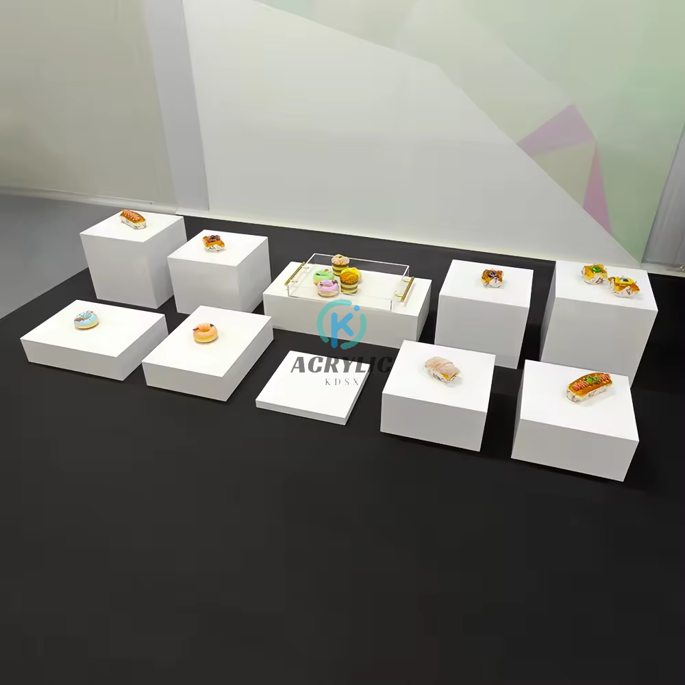 White Buffet Acrylic table Riser Cube Display Nesting Risers