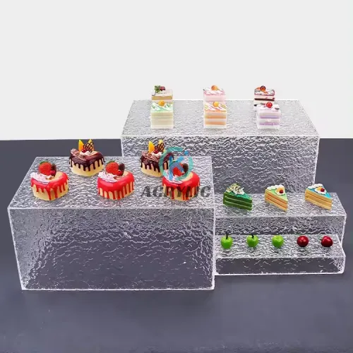Acrylic Food Cubes White Plinth Food Stand Acrylic Display Riser Buffet ...