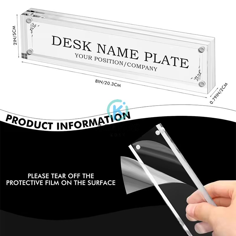 Acrylic Blocks Office Desk Nameplate For DIY