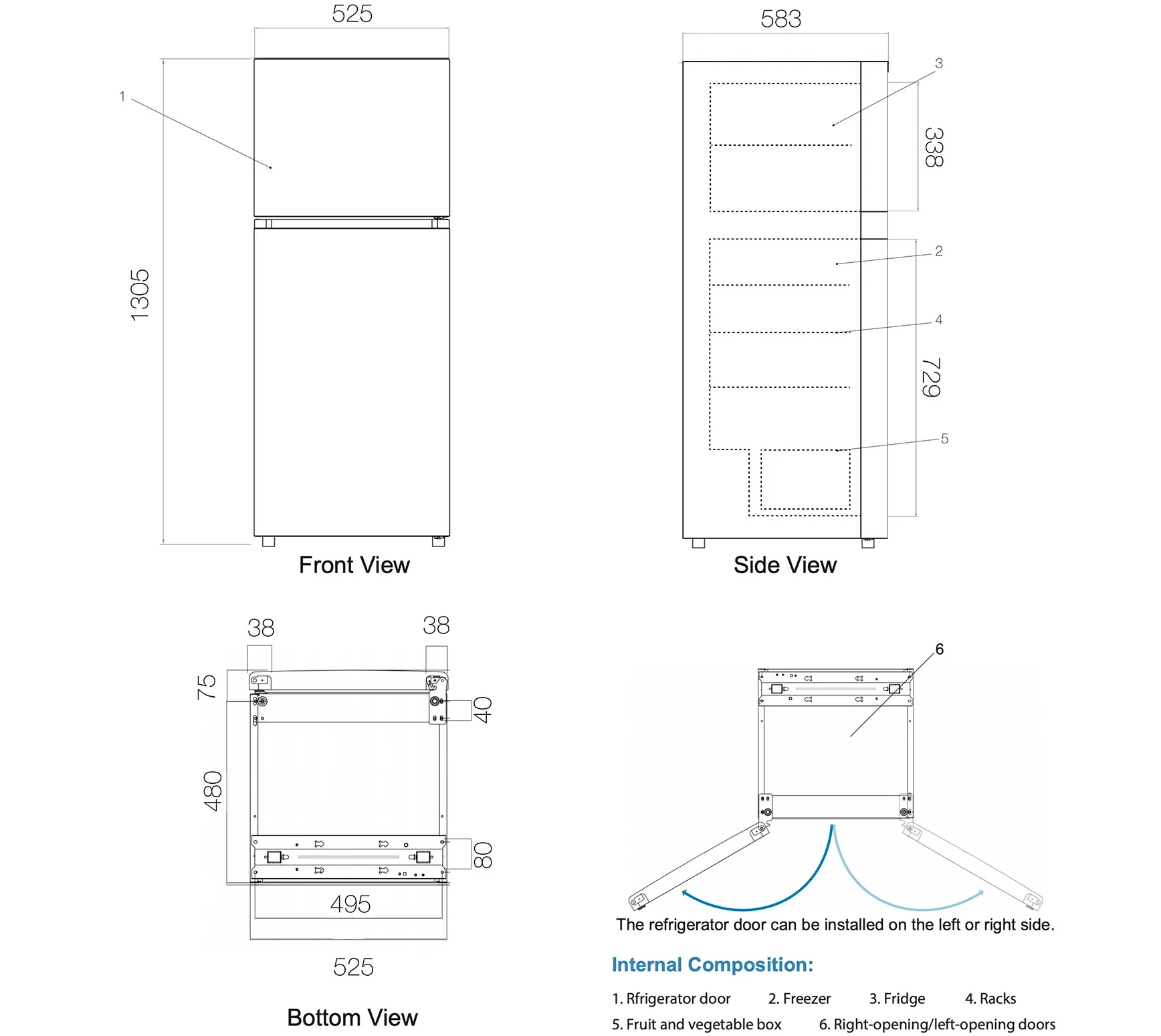 200L Marine Refrigerator | IOCEAN OC-BC200 Large Boat Fridge