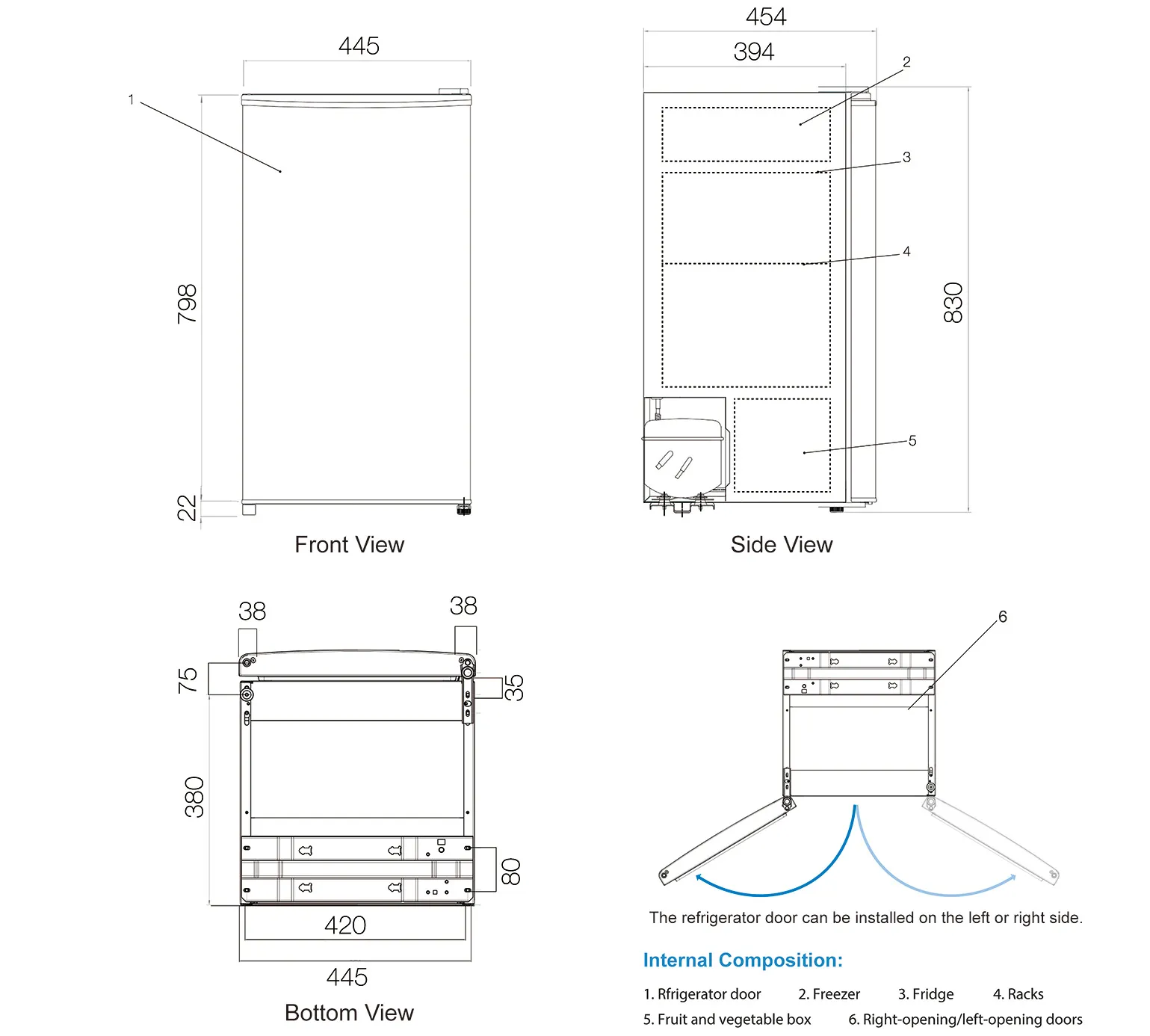 IOCEAN OC-BC100 Marine Refrigerator | 220V 100L Boat Fridge