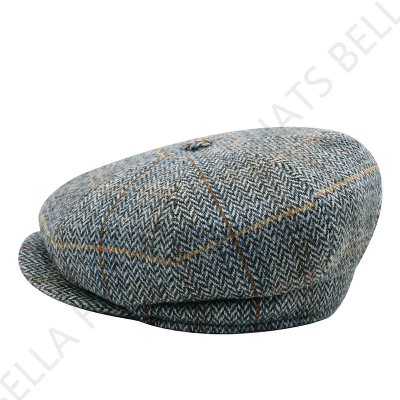 8 piece flat cap,8 piece cap tweed,8PANELS CAPS