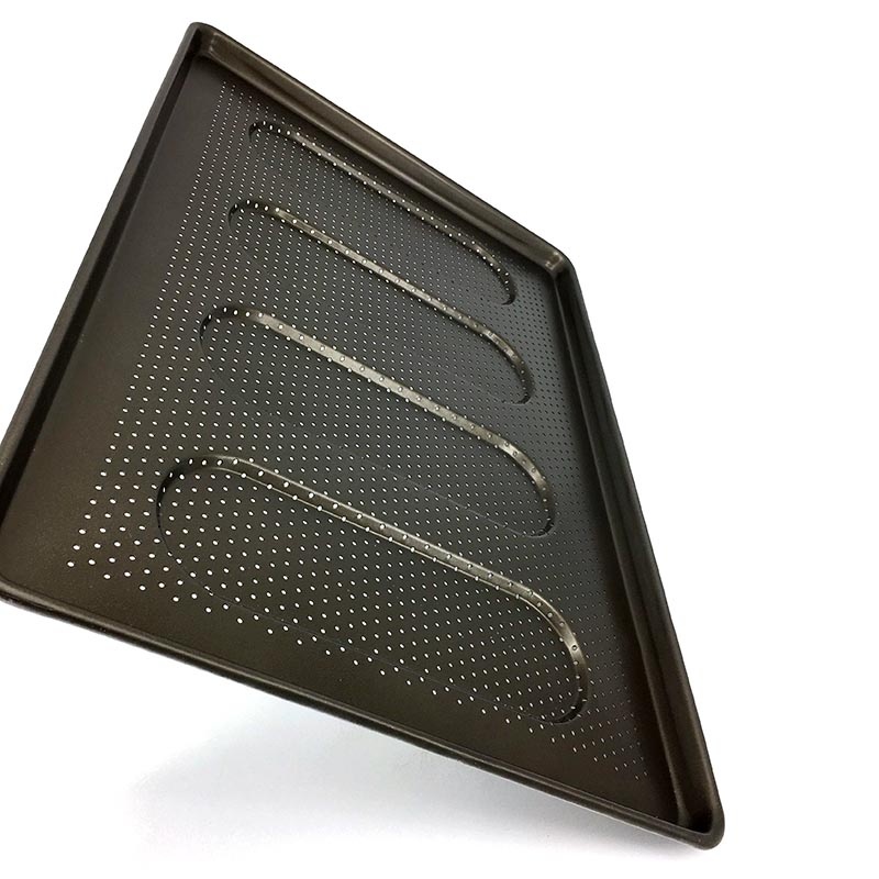 Whole sale Custom metal Nonstick Perforated Hoagie Hot Dog Bun Pan