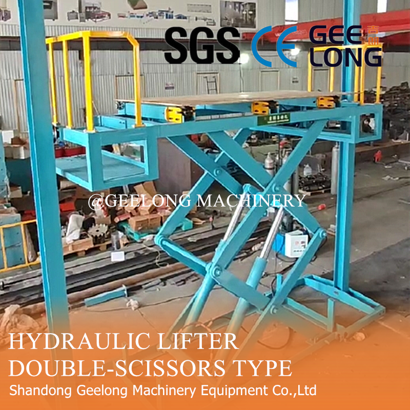Double-Scissors Hydraulic Lifter With Powered Conveyor Chain