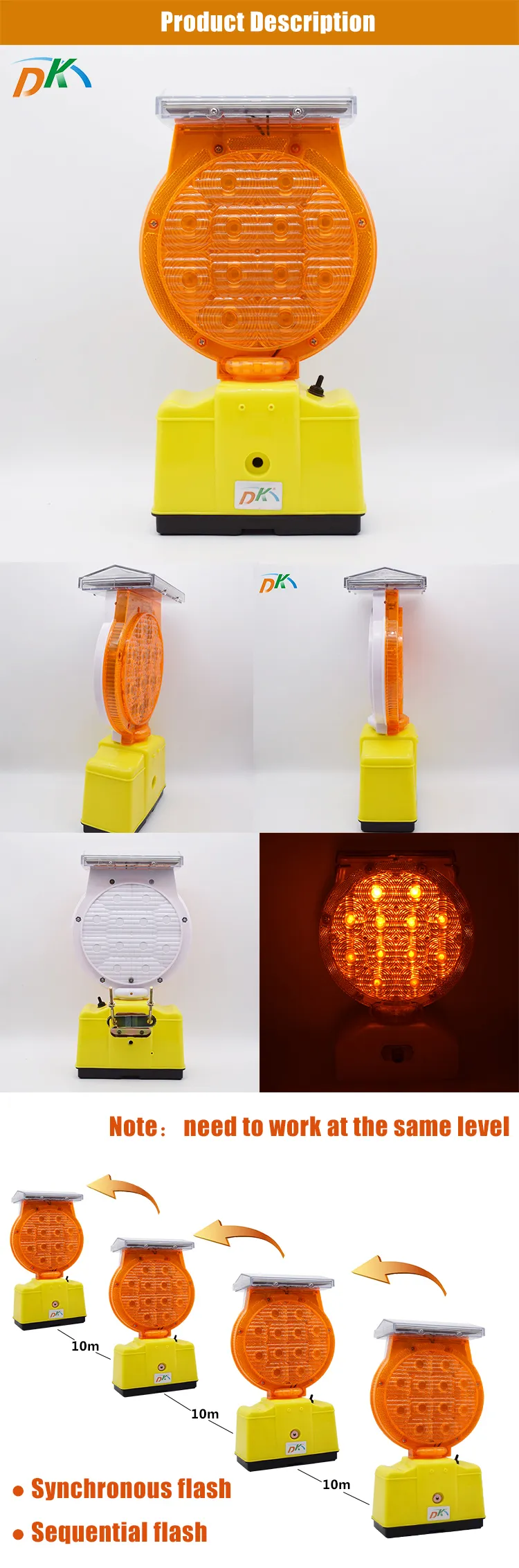 Flashing Solar Barricade Light for Construction Use