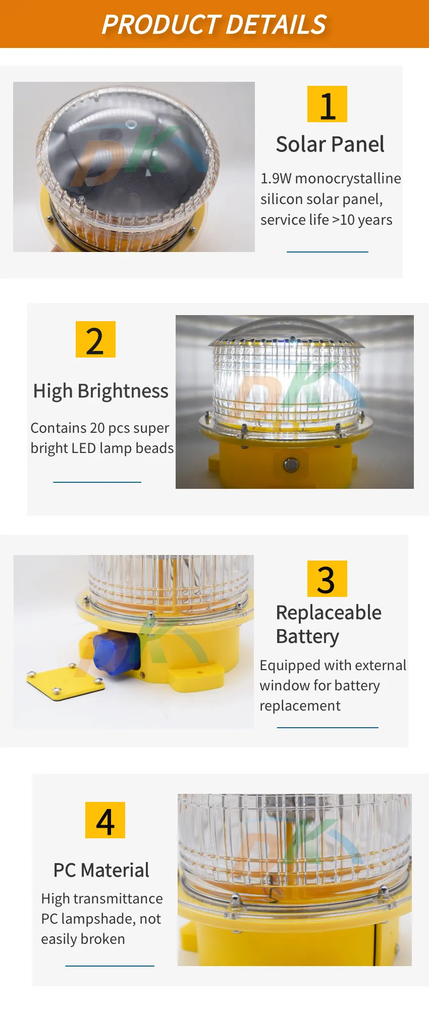 Deke Aircraft Safety Solar Flashing Aviation Light