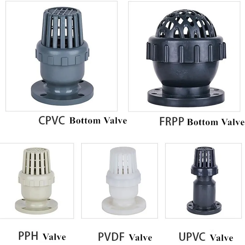 Plastic CPVC, FRPP, PPH, PVDF, UPVC Flanged Bottom Valve