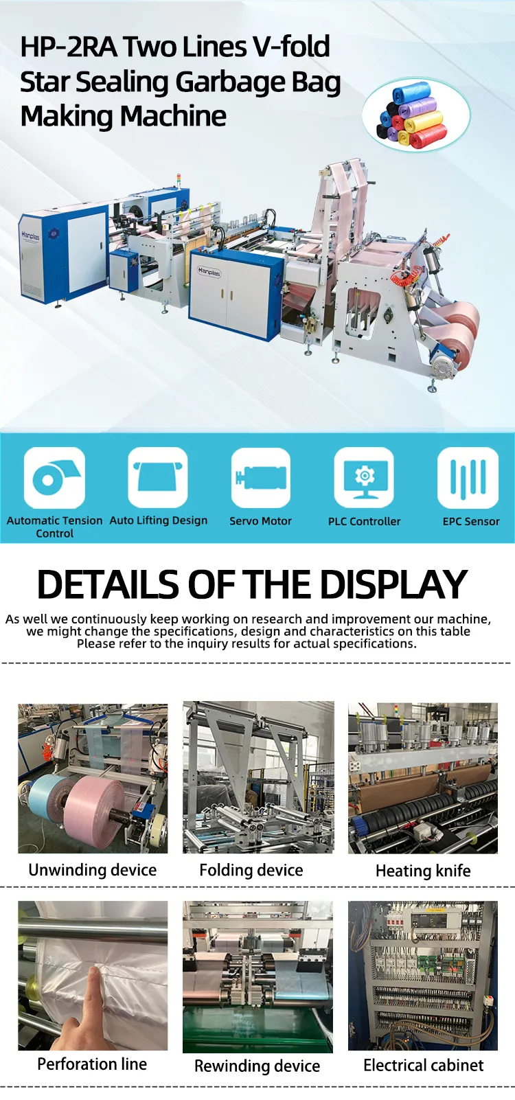 Two Lines Rolling Garbage Bag Making Machine