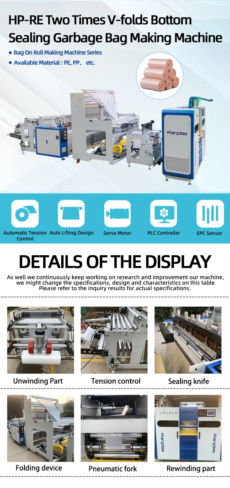 Rolling Garbage Plastic Bag Making Machine