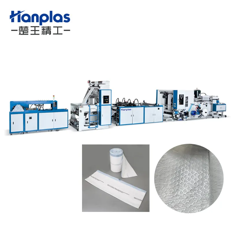 Interleaved Draw Tape Embossed Garbage Bag on Roll Making Machine