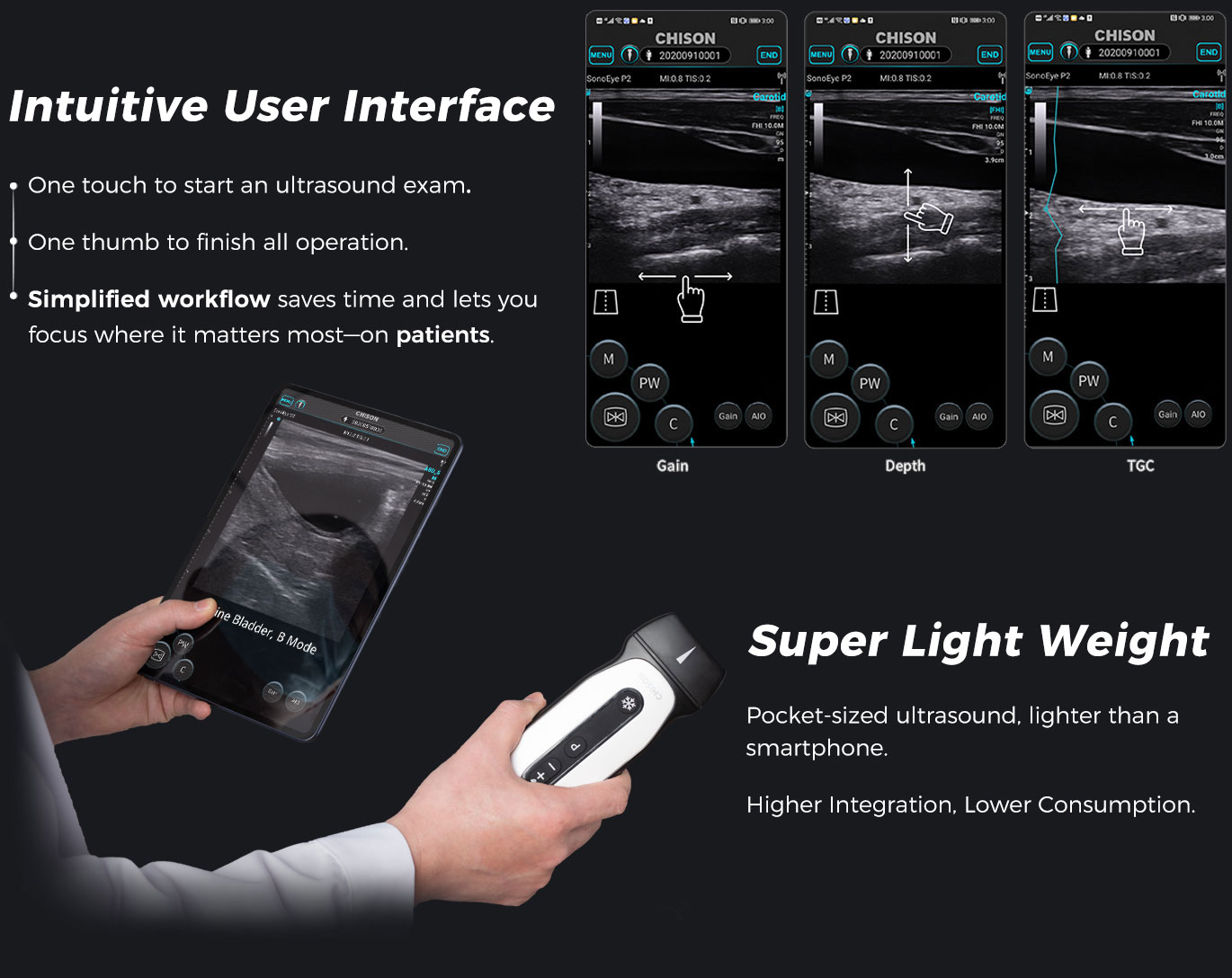 Handheld ultrasound machine for vet use, durable and cost-effective