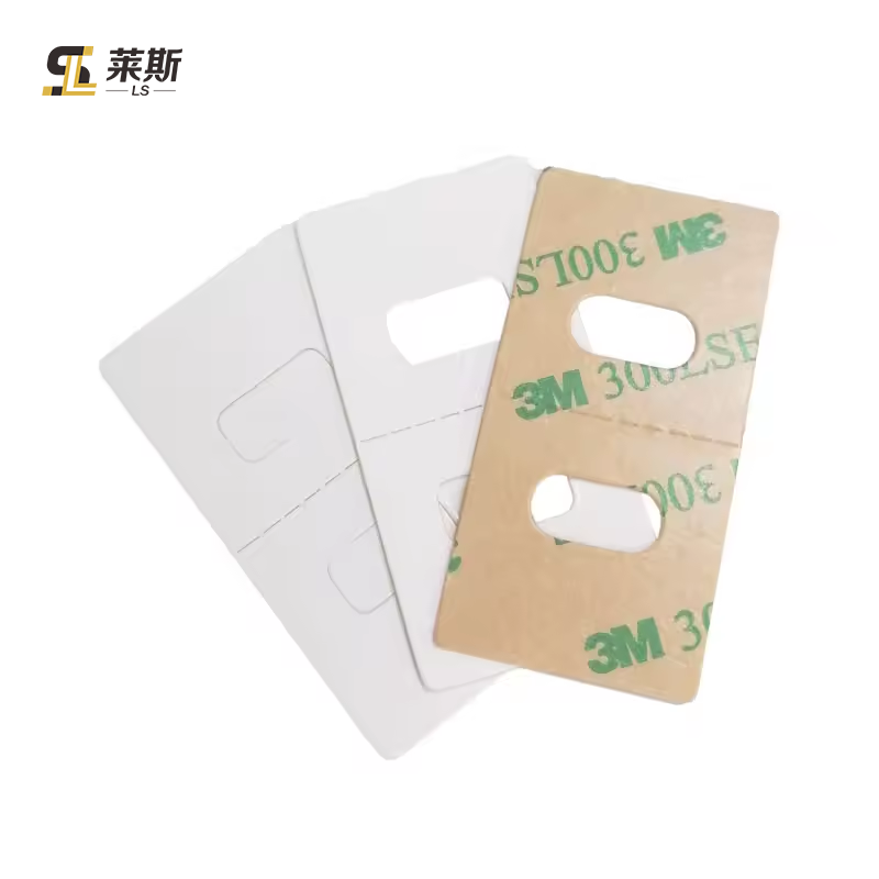 Die Cut Clear Round Hole PET Sticky Hang Tabs For Displaying Items