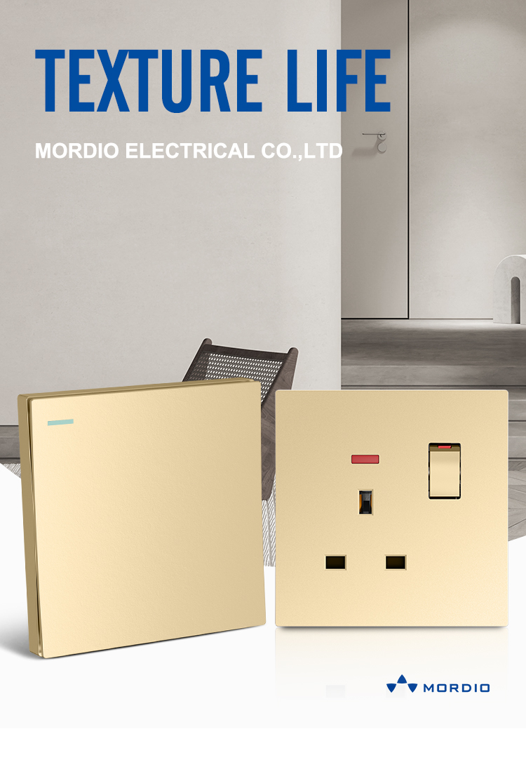S1.2 large panel gold 13A switched socket