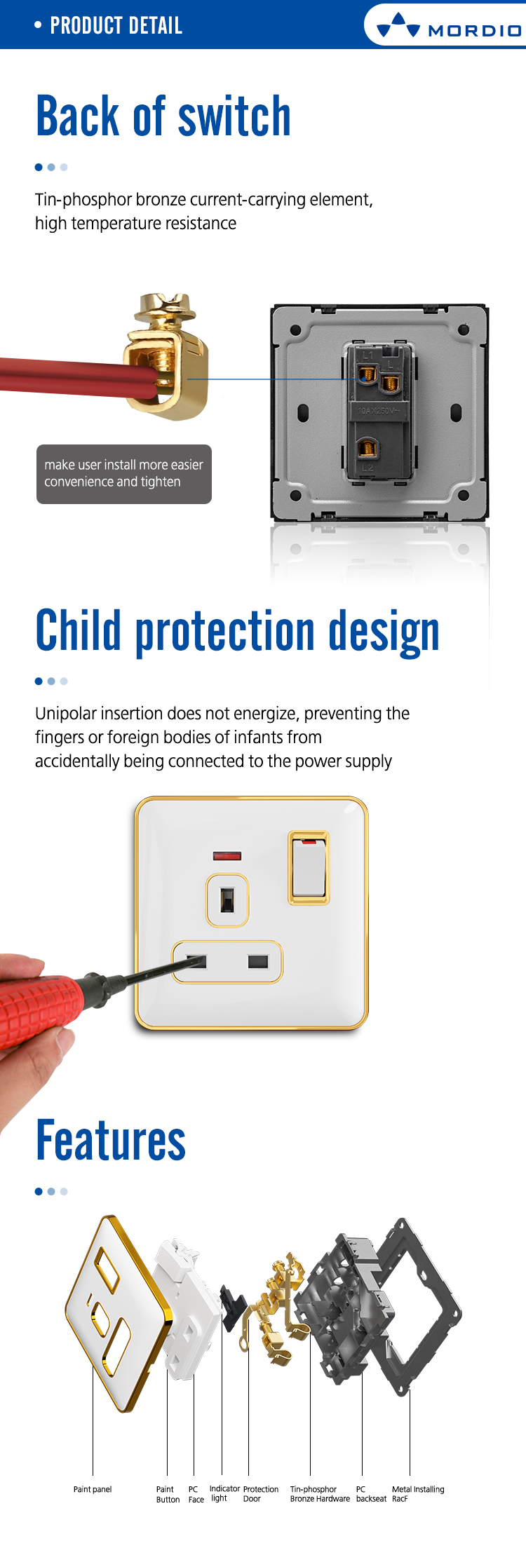 S3 Iraq Acrylic gold 13A switched socket
