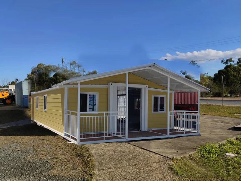 Container house with four slopes and five ridges or two slopes and a ...