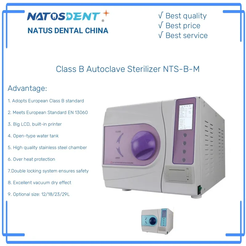 LCD Dental Autoclaves steam sterilizer Class B 3 Times Pre-Vacuum
