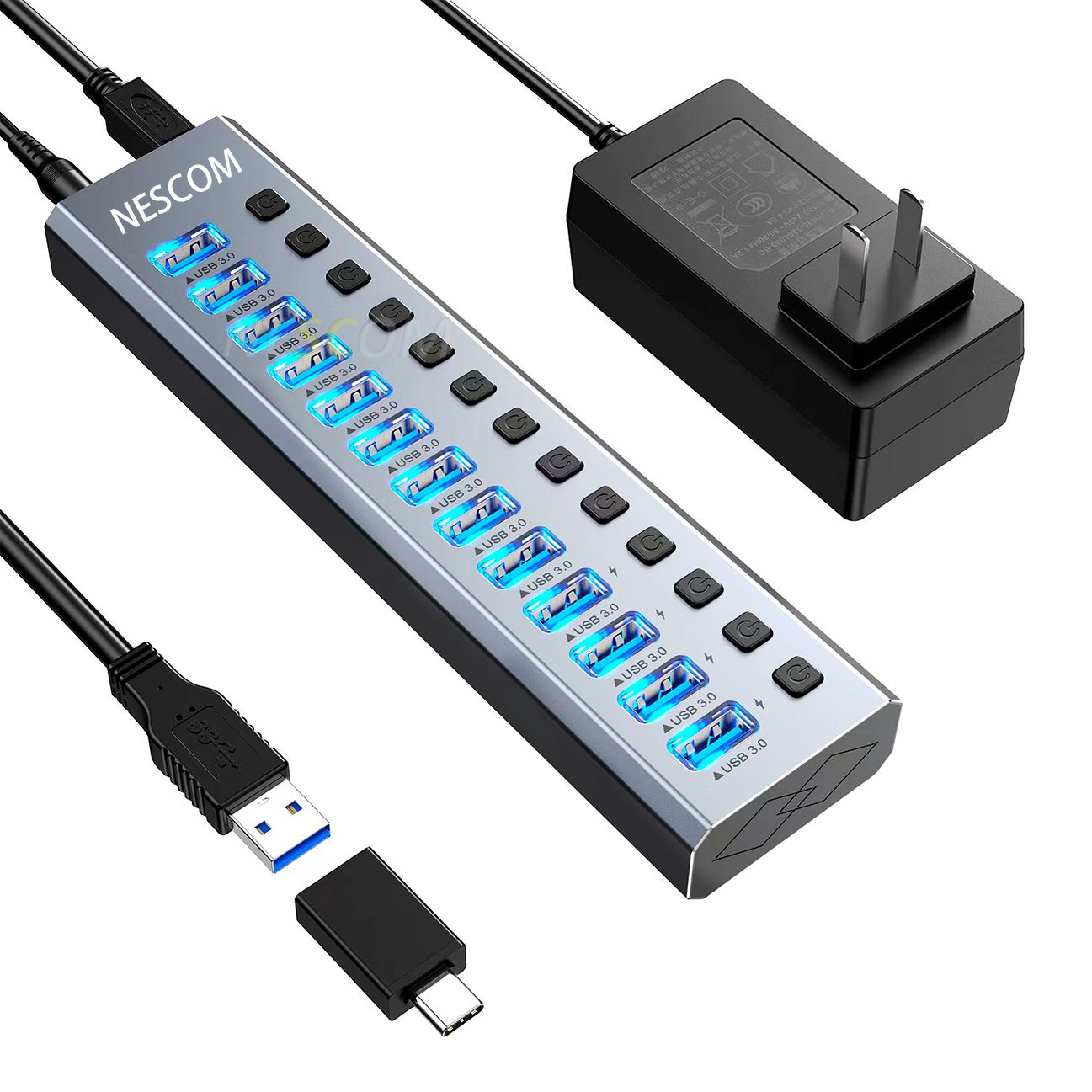 Aluminum USB 3.0 13 PORT HUB