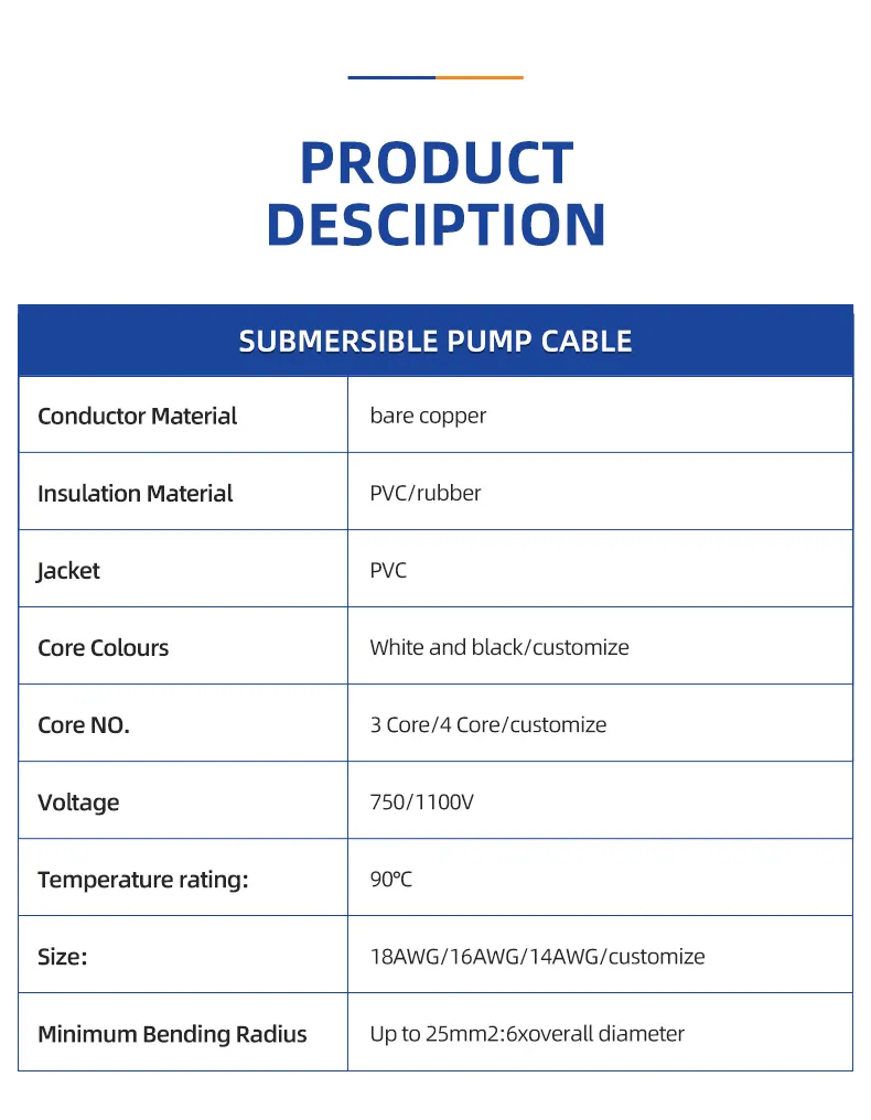 Submersible Pump Cable｜flat cable｜submersible pump cable three core